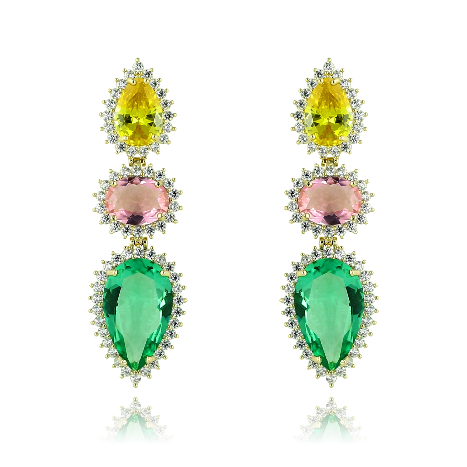 Nice Cubic Zirconia Colorful Dangle Earrings