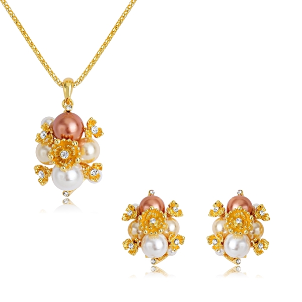 Sparkly Casual Gold Plated Necklace and Earring Set