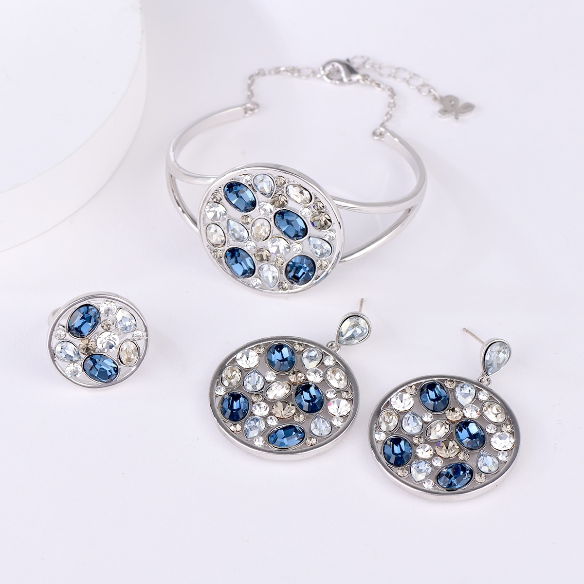 Brand New Blue Zinc Alloy 4 Piece Jewelry Set with SGS/ISO Certification