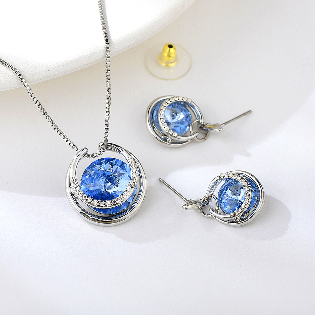 Funky Small Artificial Crystal 3 Piece Jewelry Set